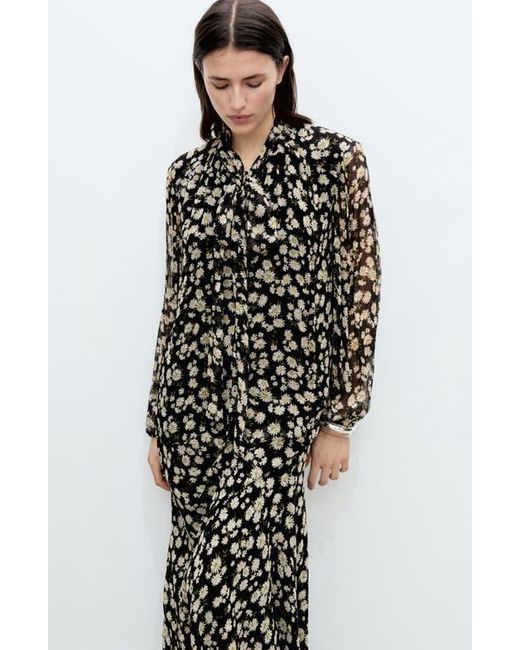 Mango Belle Floral Chiffon Midi Skirt in Black | Lyst