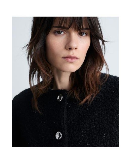 Mango Bouclè Tweed Jacket in Black | Lyst