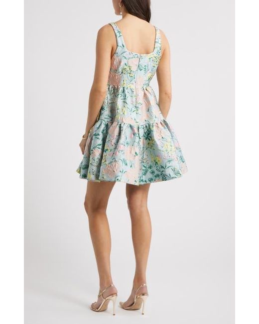 Chelsea28 Floral Garden Brocade Cocktail Minidress in Blue | Lyst