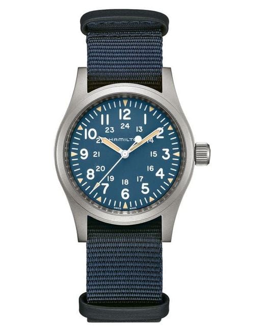 Hamilton Khaki Field Mechanical Nato Strap Watch, 38Mm in Gray for Men ...