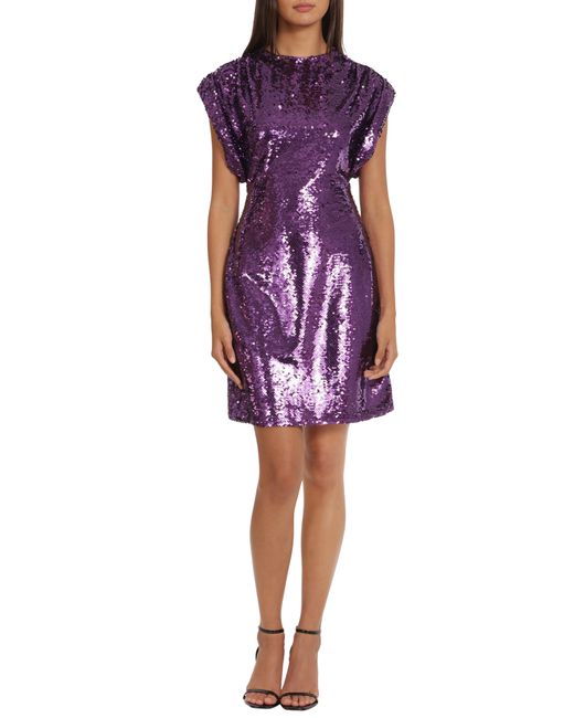 Donna Morgan For Maggy Sequin Minidress In Purple Lyst