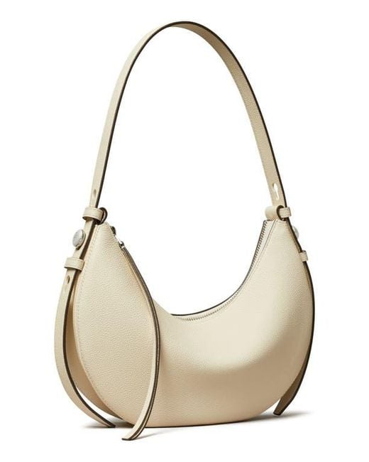 Tory Burch Romy Half Moon Shoulder Bag in Natural | Lyst