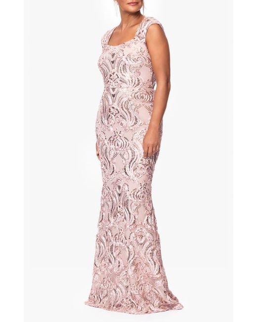 Xscape Evenings Sequin Floral Appliqué Sheath Gown in Red | Lyst