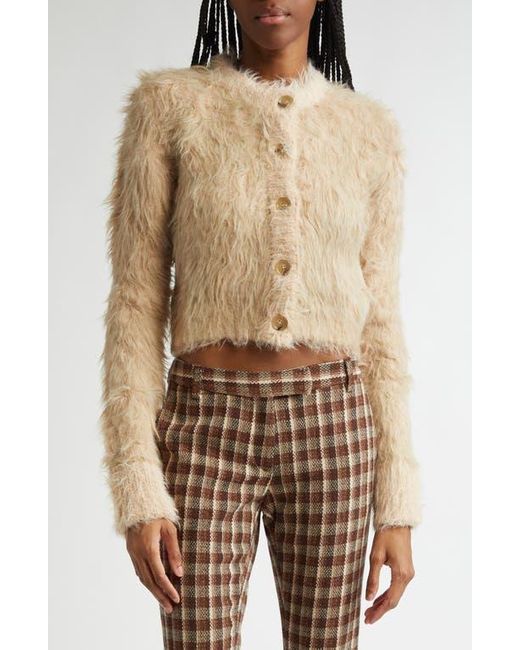 Acne Studios Kradi Fuzzy Crop Cardigan in Natural | Lyst