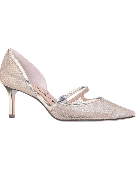 Nina Nashly Pointed Toe Cap Toe Mary Jane Pump in White | Lyst