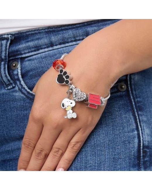 Snoopy Charm Bracelet in Metallic | Lyst
