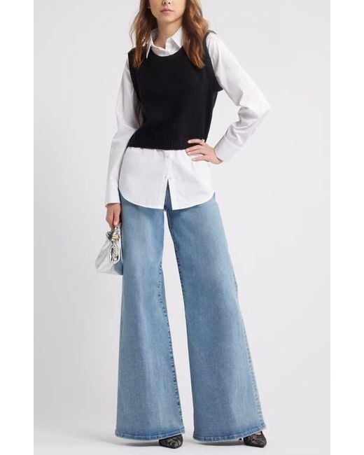 Open Edit Layered Look Sweater Vest in Blue | Lyst