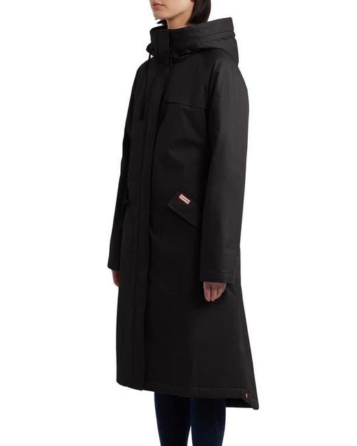 HUNTER Jane Canvas Padded Longline Coat in Black | Lyst