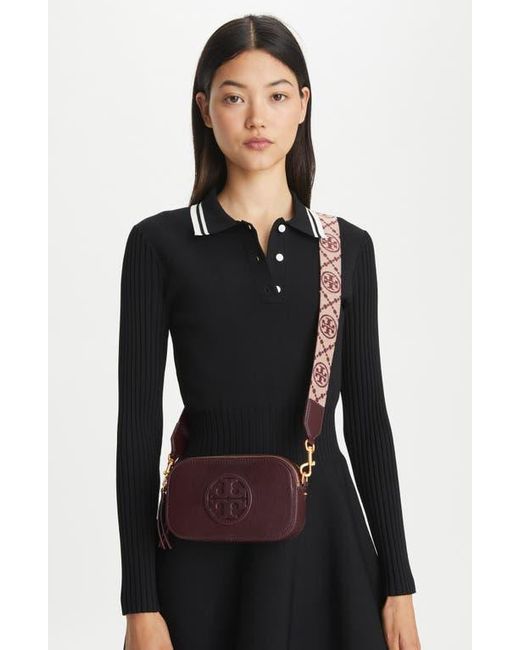 Tory Burch Mini Miller Leather Crossbody Bag in Red | Lyst