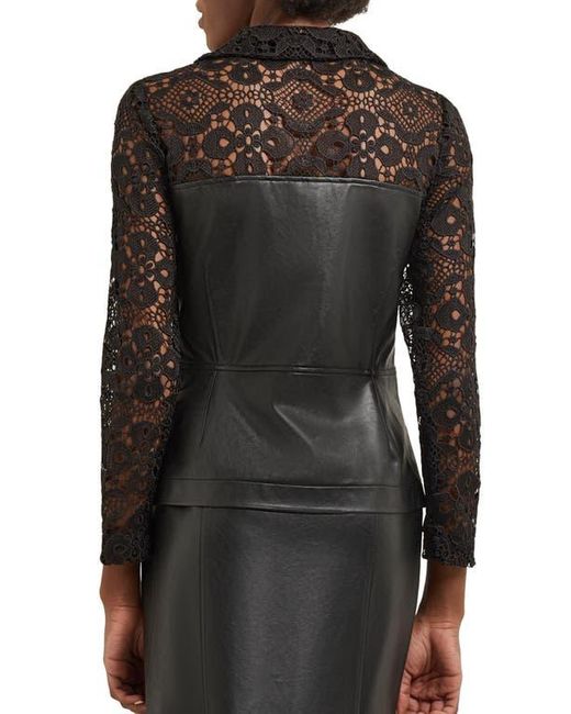 Misook Lace & Faux Leather Corset Jacket in Black | Lyst