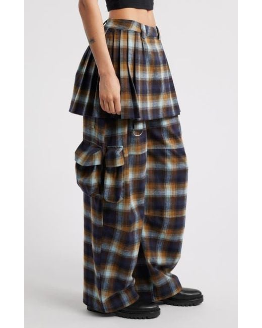 Collina Strada Lawn Plaid Skirt Overlay Cargo Pants | Lyst