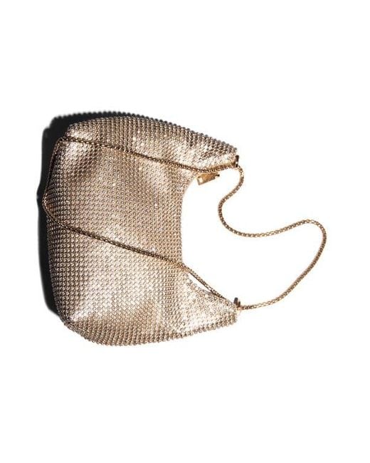 Mango Crystal Mesh Chain Strap Shoulder Bag in Natural | Lyst