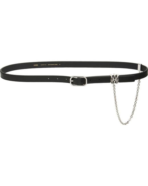 Amiri Ma Chain Skinny Leather Belt in Black for Men | Lyst