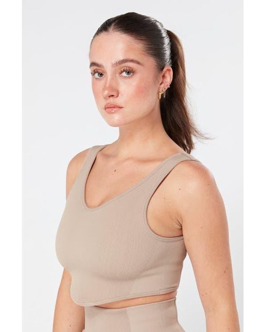 Twill Active Recycled Seamless Rib Dip Hem Sports Bra | Lyst