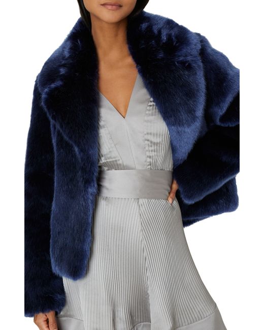 Milly Faye Faux Fur Jacket In Blue Lyst