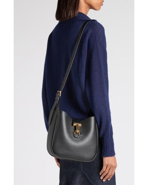 Tom Ford Small Monarch Leather Hobo Bag in Black | Lyst
