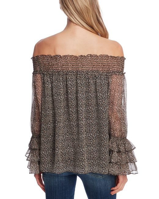 Cece Mod Leopard Print Off The Shoulder Chiffon Blouse Lyst