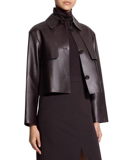 Theory Crop Leather Jacket | Lyst