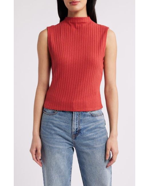 Bella Dahl Funnel Neck Rib Tank in Red | Lyst