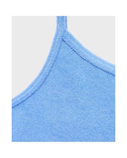 Mango Cotton Terry Tank in Blue | Lyst