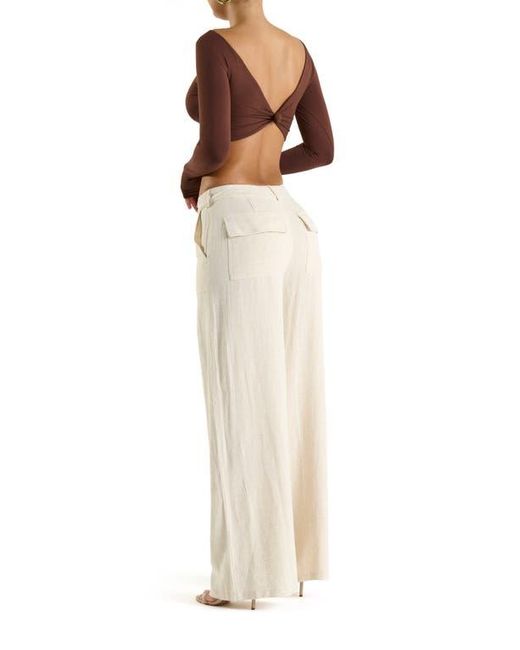 Naked Wardrobe Too Smooth Crop Top in Brown | Lyst