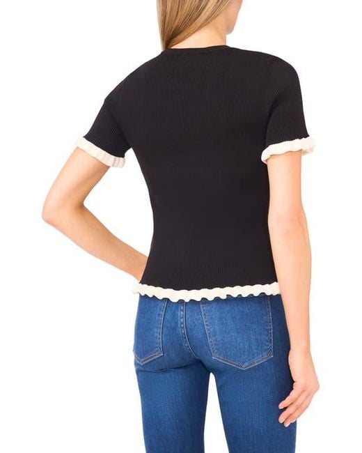 Ted Baker Ruffle Short Sleeve Sweater in Black | Lyst