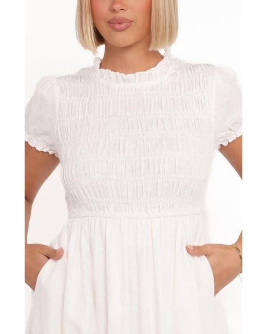 Petal & Pup Emari Puff Sleeve Minidress in White | Lyst