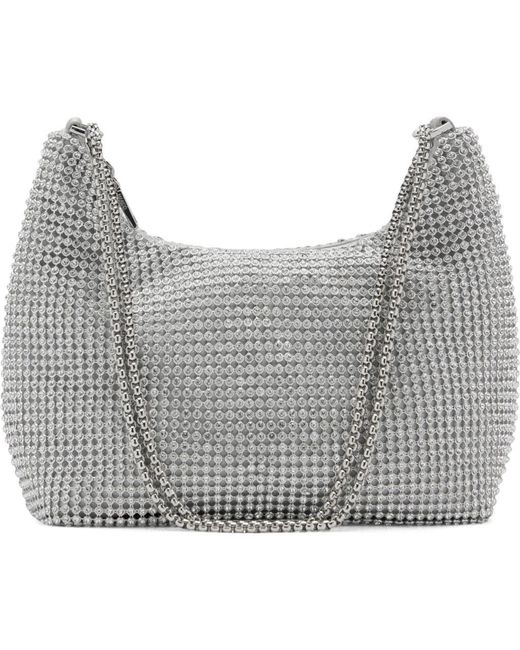 Mango Crystal Mesh Chain Strap Shoulder Bag in Gray | Lyst