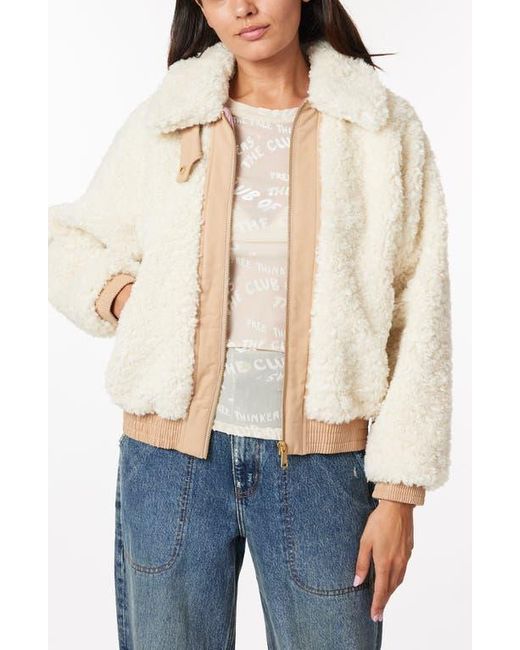 Scotch & Soda High Pile Fleece Mixed Media Bomber Jacket in Blue | Lyst