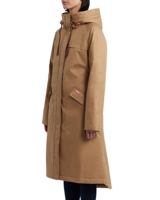 HUNTER Jane Canvas Padded Longline Coat in Brown | Lyst