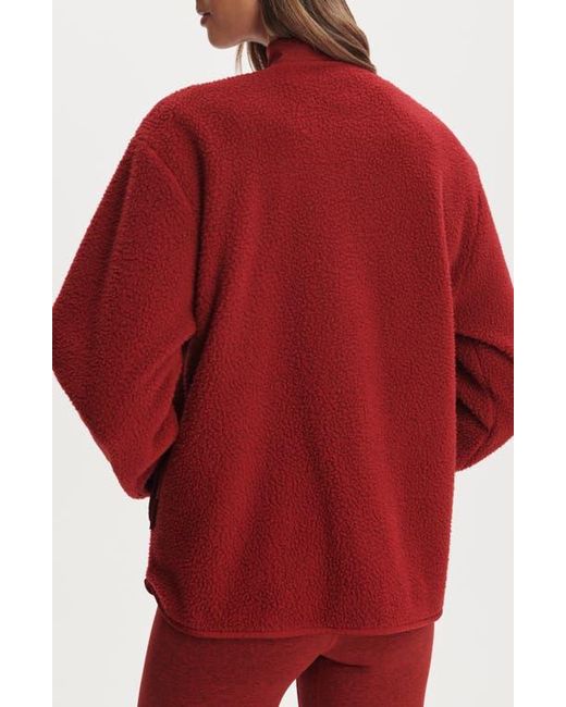 Varley Marina Collarless High Pile Fleece Jacket in Red | Lyst
