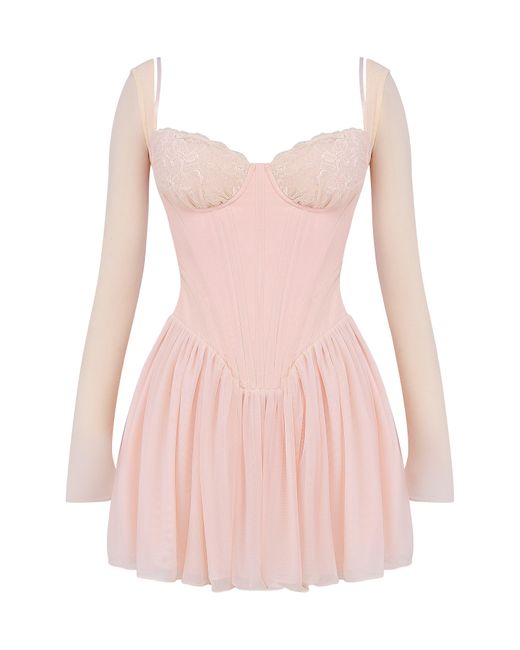 House Of Cb Vivi Long Sleeve Corset Minidress In Pink Lyst