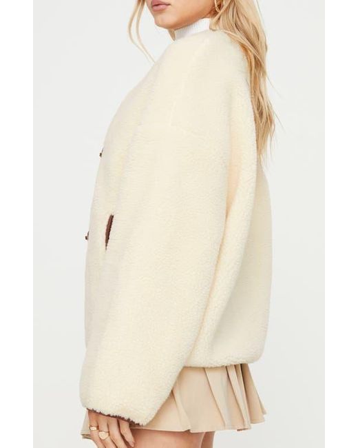 Princess Polly Adylic Teddy Faux Shearling Coat in Natural | Lyst