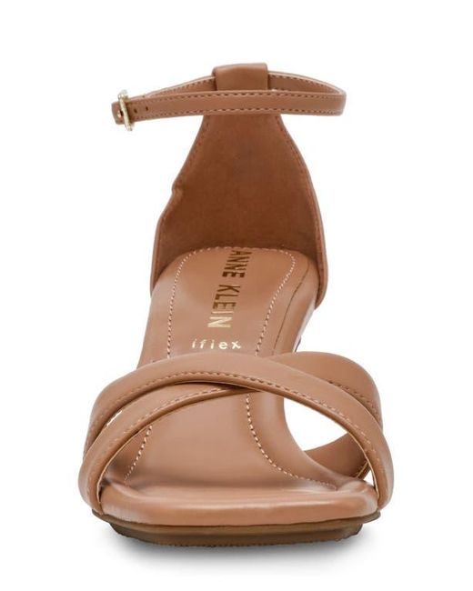 Anne Klein Joss Ankle Strap Kitten Heel Sandal in Brown | Lyst