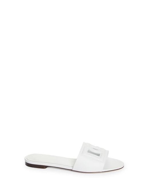 Dolce & Gabbana Bianca Interlock Slide Sandal in White | Lyst