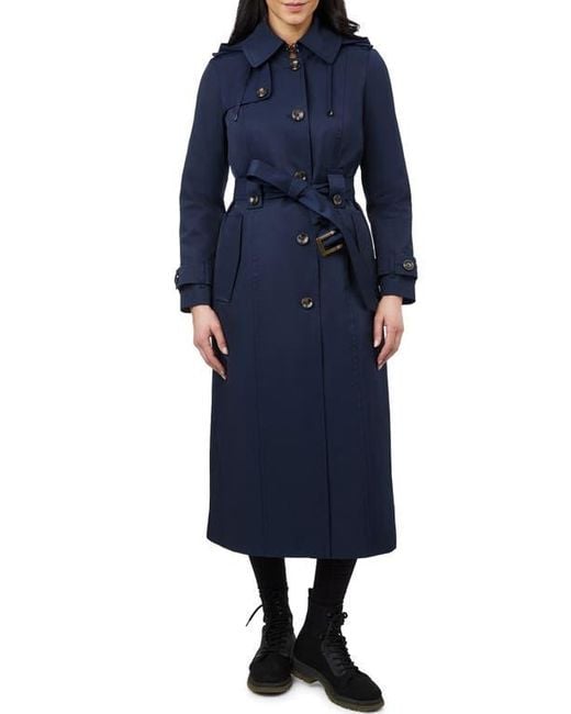 London Fog Water Resistant Belted Trench Coat in Blue | Lyst