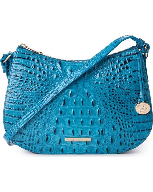 Brahmin Shayna Croc Embossed Leather Crossbody Bag in Blue | Lyst