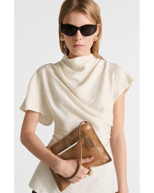 Mango Textured Drape Neck Top | Lyst