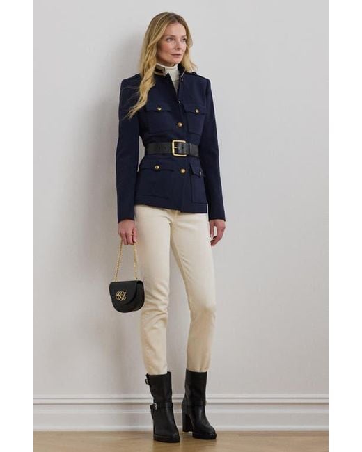 Ralph Lauren Metallic Trim Twill Military Jacket in Blue | Lyst