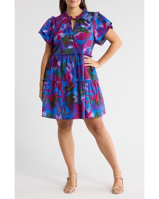 Sugarlips Mela Tropics Empire Tiered Minidress in Blue | Lyst