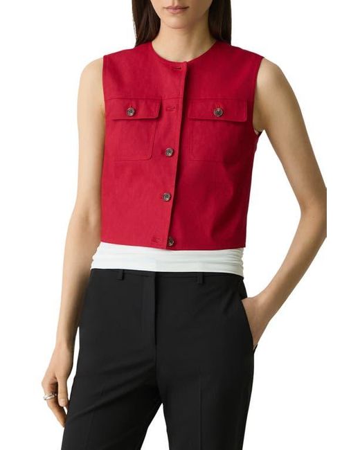 Theory Linen Blend Trucker Vest in Red | Lyst