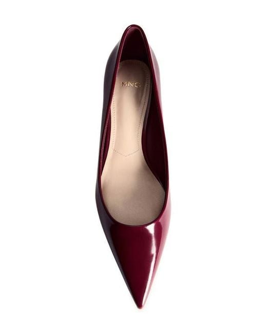 Mango Pointed Toe Kitten Heel Pump in Red | Lyst