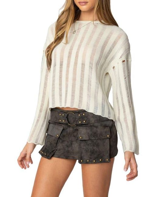 Edikted Shredded Ladder Stitch Sweater in Black | Lyst