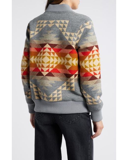 Pendleton Wool Blend Jacquard Bomber Jacket in Gray | Lyst