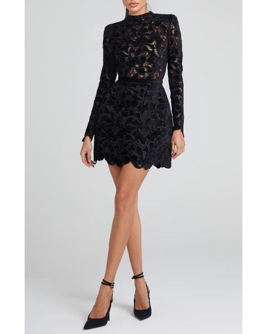 Nadine Merabi Lydia Long Sleeve Lace Overlay Cocktail Minidress in ...