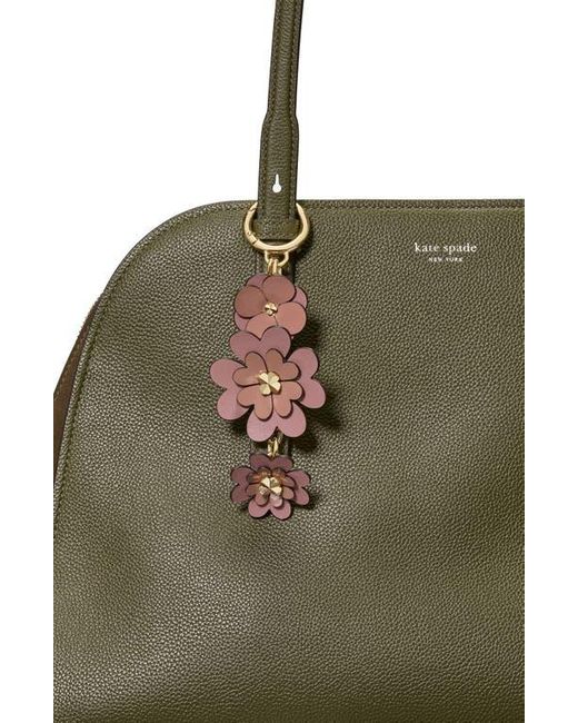Kate Spade Charming Mixed Media Spade Leather Key Fob in Brown | Lyst