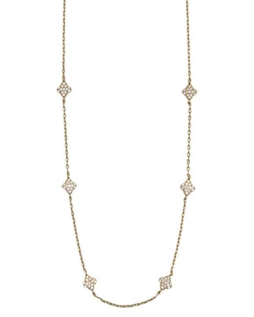 Argento Vivo Sterling Silver Pavé Clover Station Necklace in Blue | Lyst