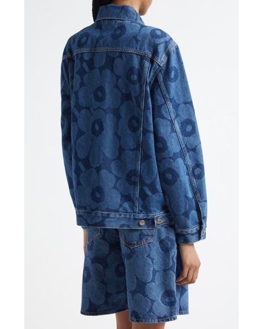 Marimekko Maridenim Murros Unikko Denim Trucker Jacket in Blue | Lyst