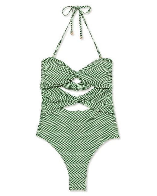 Reiss Nelly Twist Front One-Piece Swimsuit in Green | Lyst