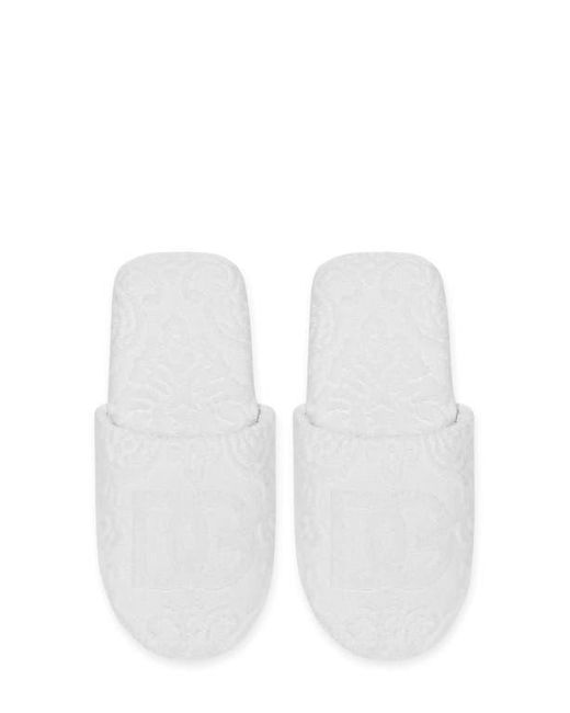 Dolce & Gabbana Dg Logo Jacquard Cotton Terry Cloth Scuff Slipper in ...